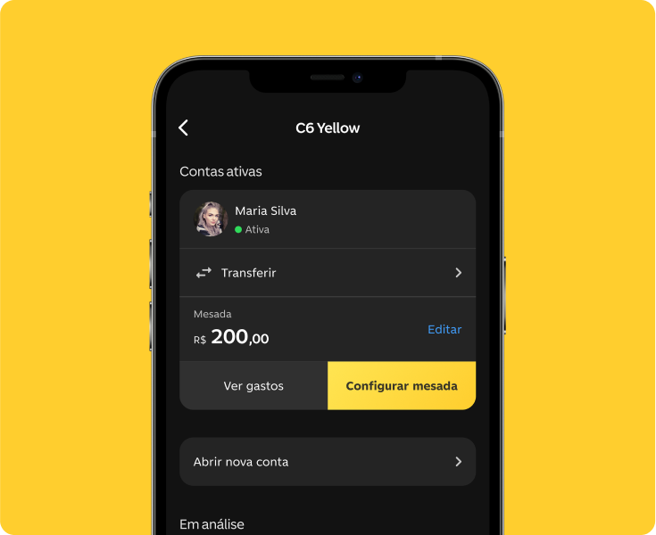 C6 Yellow: Conta Digital Com Cartão Para Menor de 18 Anos